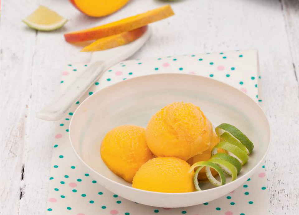 Mango and lime sorbet